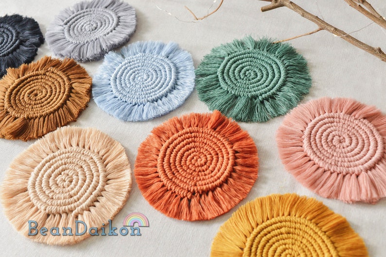 Boho Fringe Coaster Macrame Coaster Candle Mat Handmade - Etsy