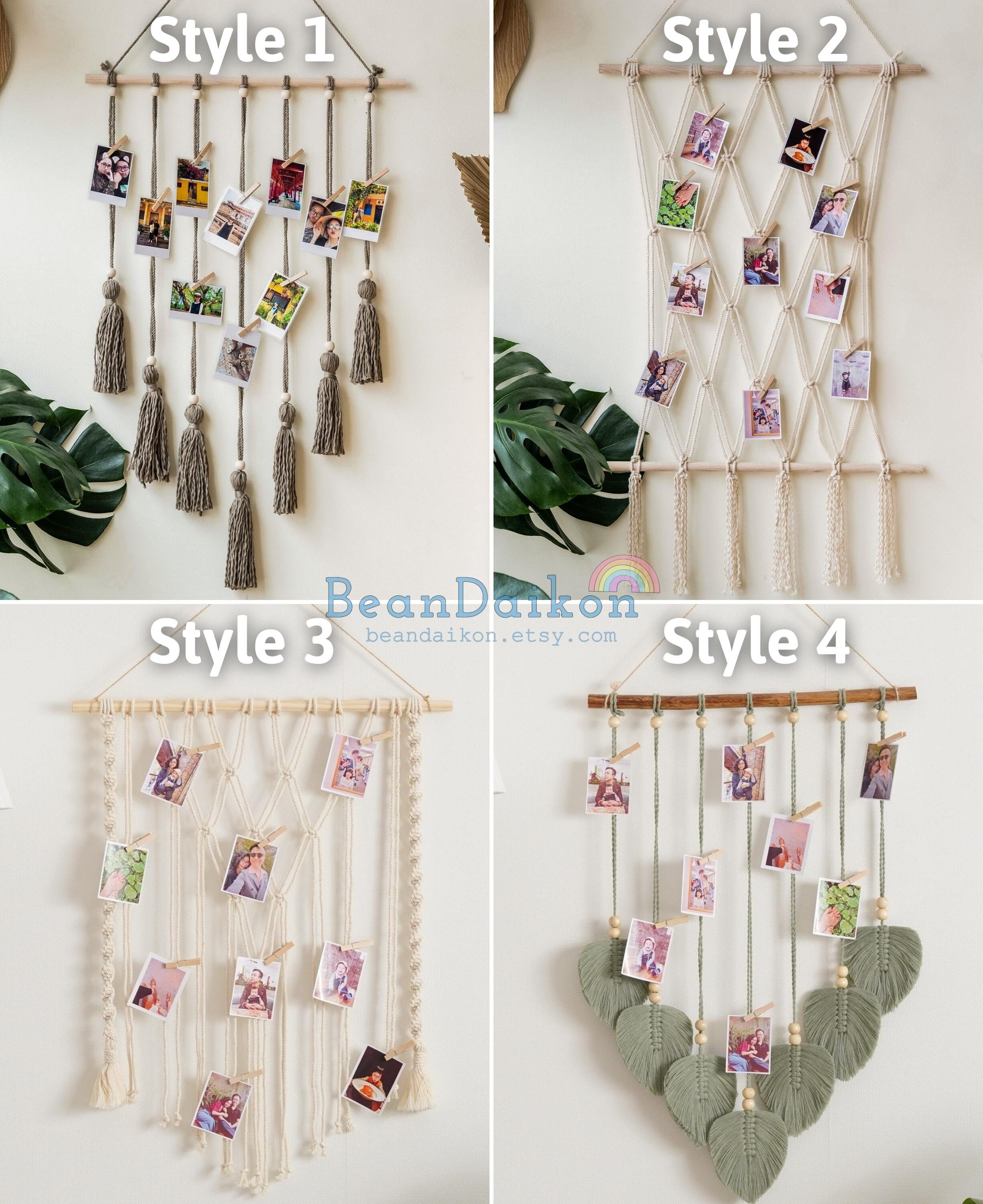 Macrame Photo Hanger Boho Twine Photo Display Collage Dorm - Etsy Hong Kong