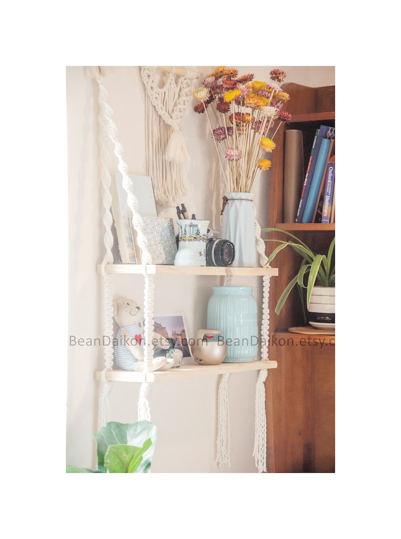 Boho Macrame Shelf Floating Boho Wall Shelf Bathroom Shelf - Etsy