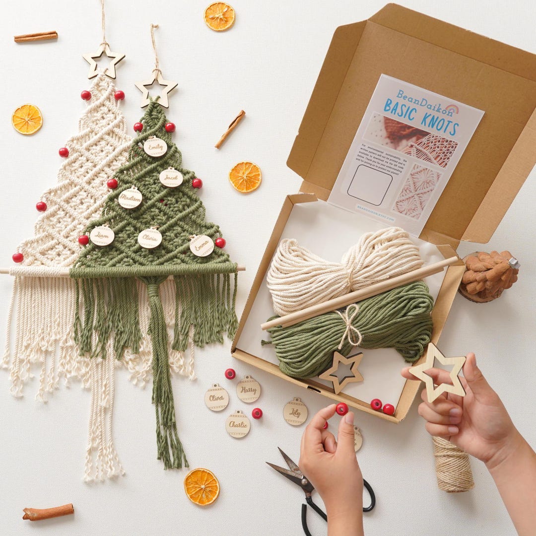 Macrame Craft Kit, Christmas Tree Kit, Kit for Adults, Macrame ...