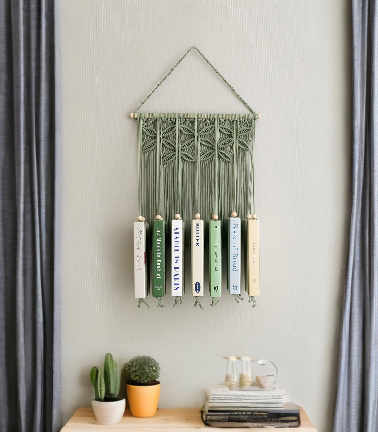 Macrame Bookshelf, Decor Home Boho, Book Storage for Kids, Macrame ...