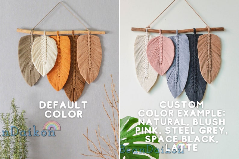 Macrame Feather Wall Hanging Earth Tone Wall Art Fall Leaf - Etsy