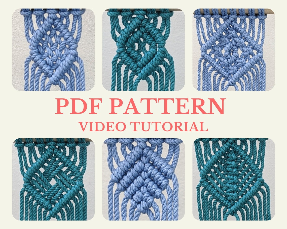 Macrame Diamond Pattern, Diy Macrame Pattern, Knot Instructions, Rope ...