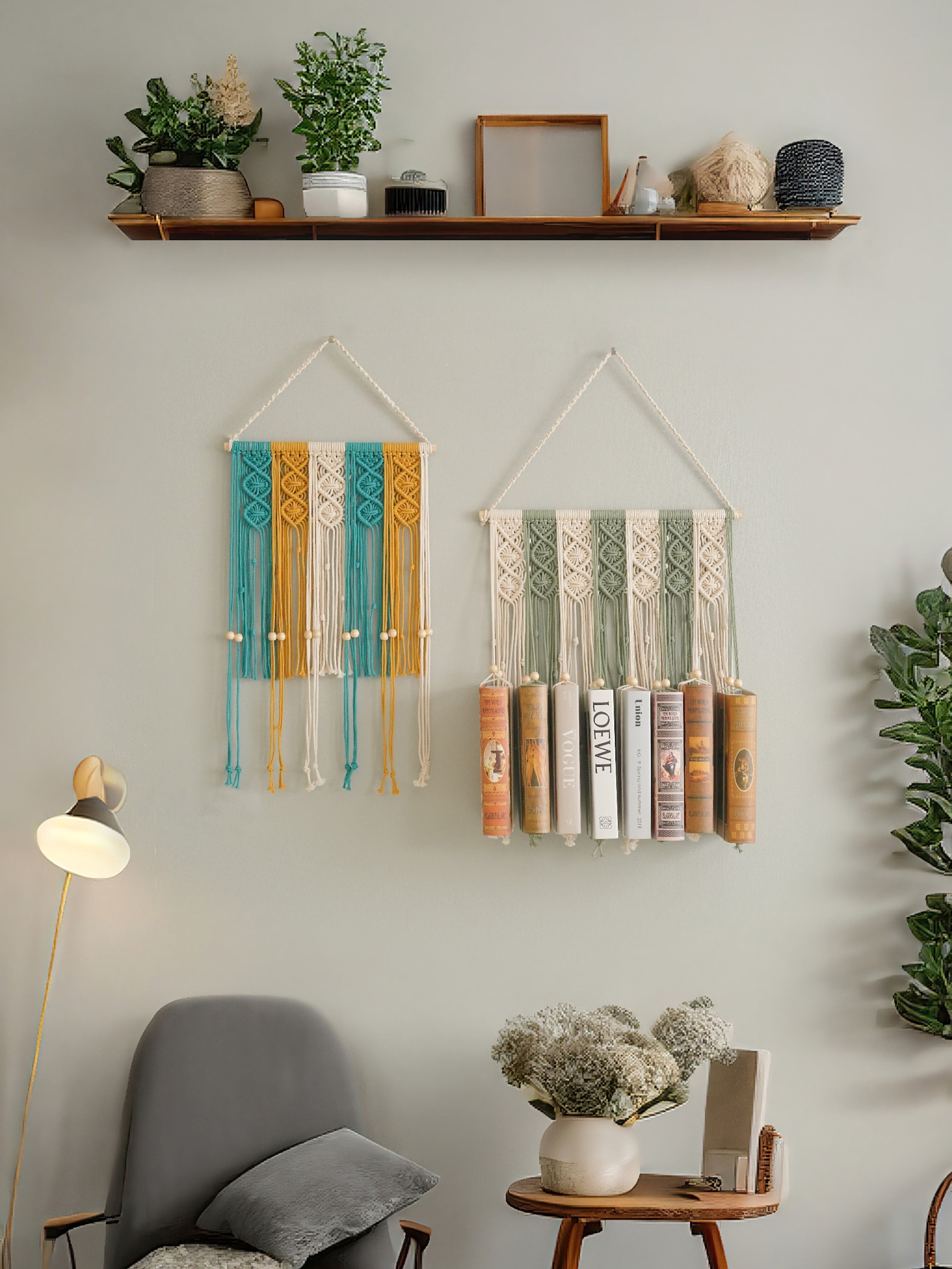 Macrame Book Shelf, Kid Room Decor, Bohemian Book Holder, Macrame Wall ...