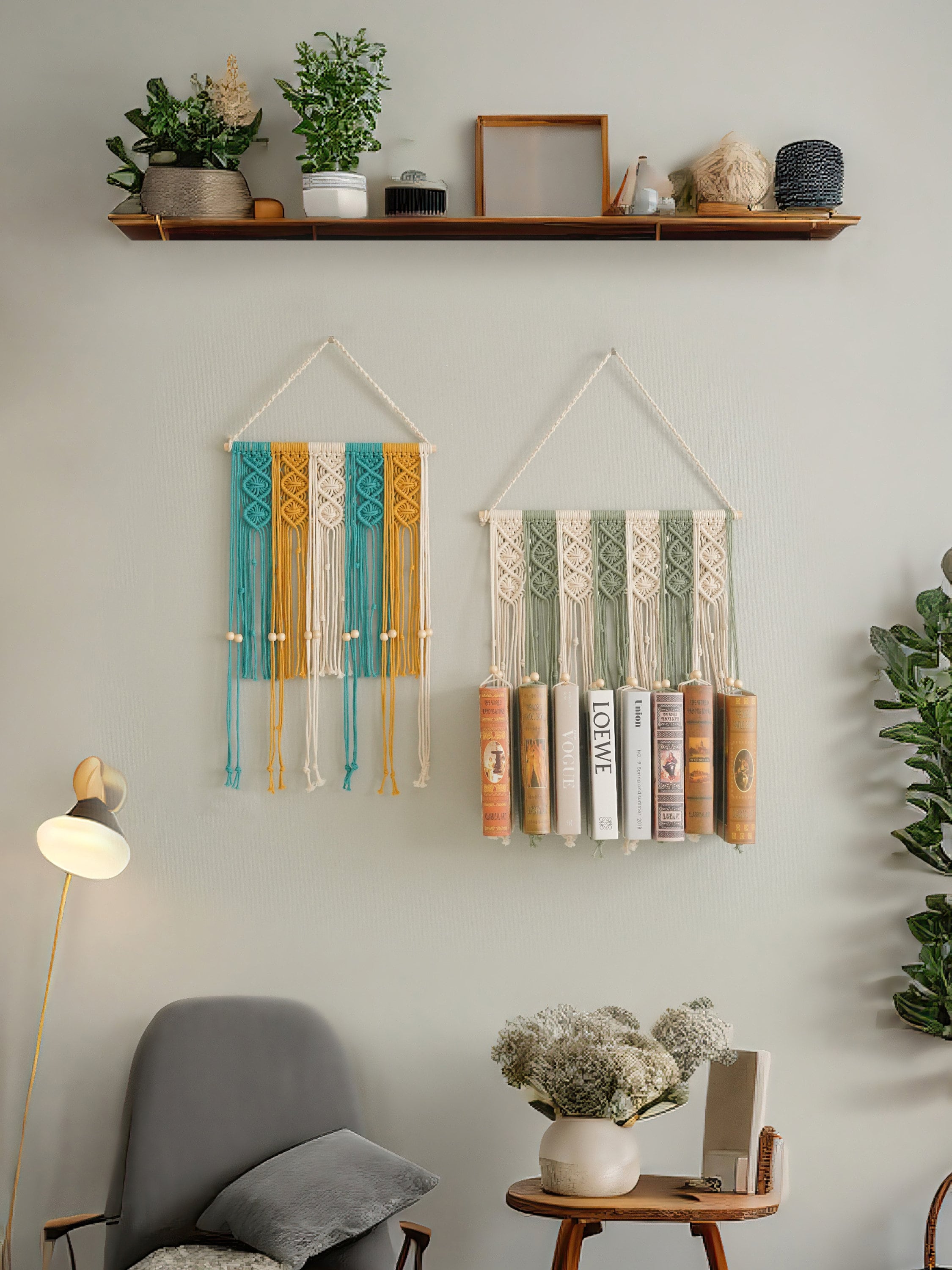 Macrame Book Shelf, Kid Room Decor, Bohemian Book Holder, Macrame Wall ...