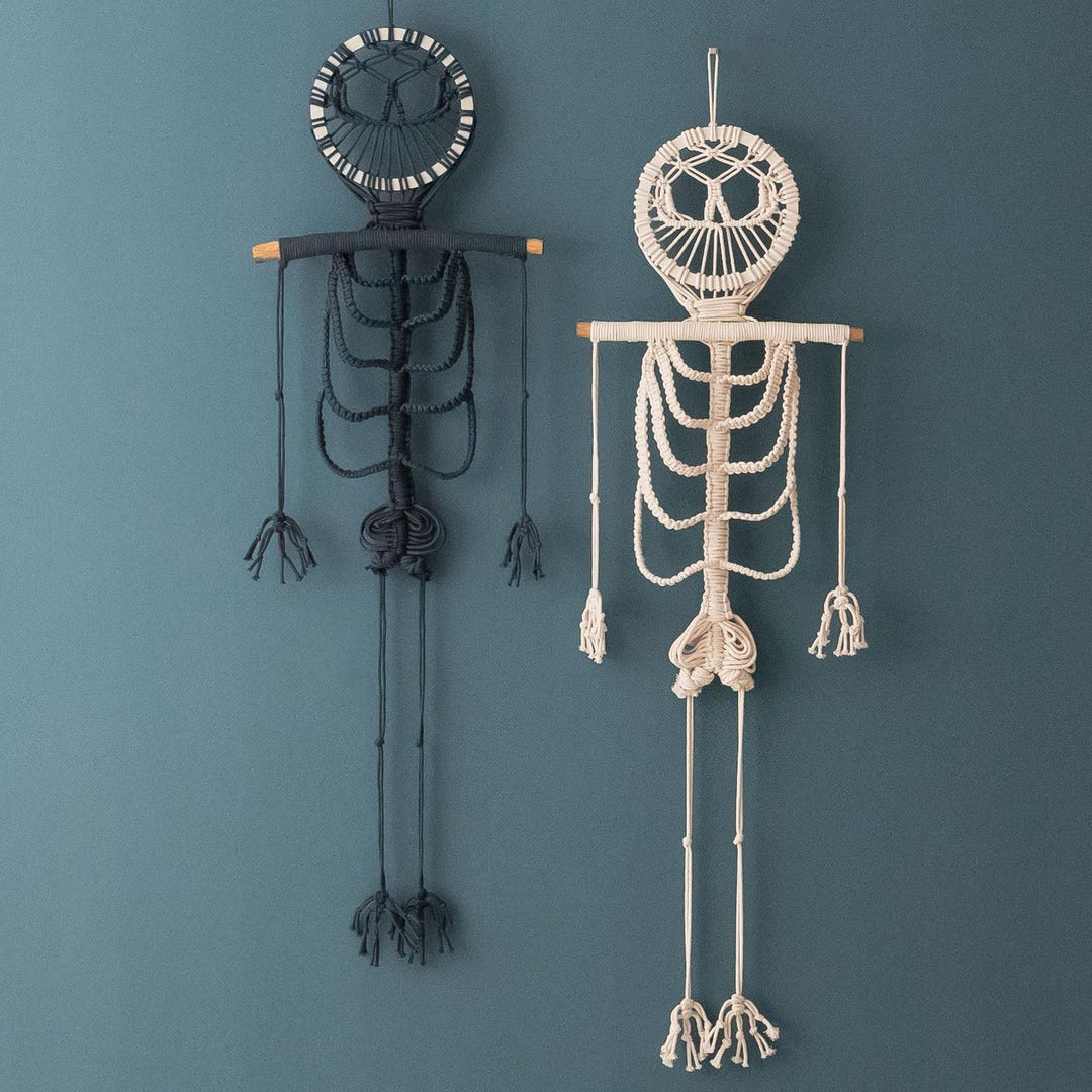 Macrame Skeleton Halloween Decor for Spooky and Stylish Wall Art V79 - Etsy