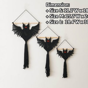 Macrame Gothic Bat, Dark Wall Art, Bat Ornaments, Macrame Gift, Gothic ...