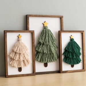 Framed Tassel Christmas Tree, Framed Yarn Tree, Tassel Tree Sign ...