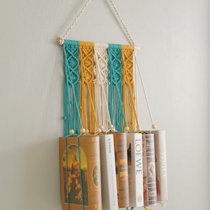 Macrame Book Holder, Book Wall Hanging, Book Shelves, Living Room Decor ...