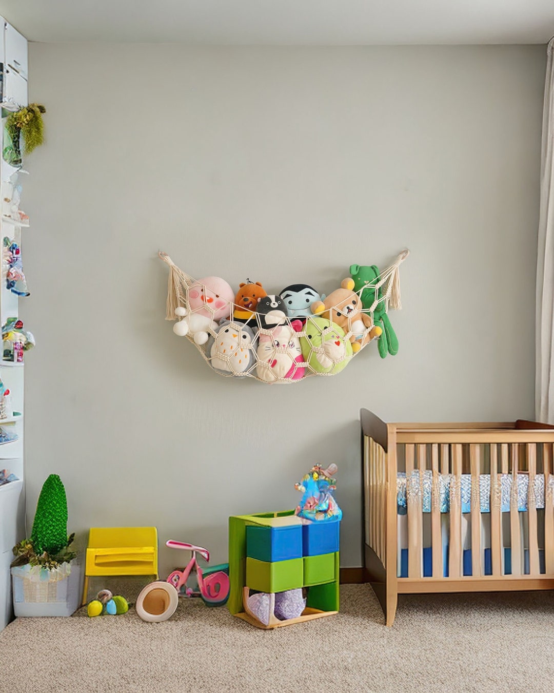 Macrame Toy Hammock, Unique Storage, Baby Shower Gift, Nursery Decor ...