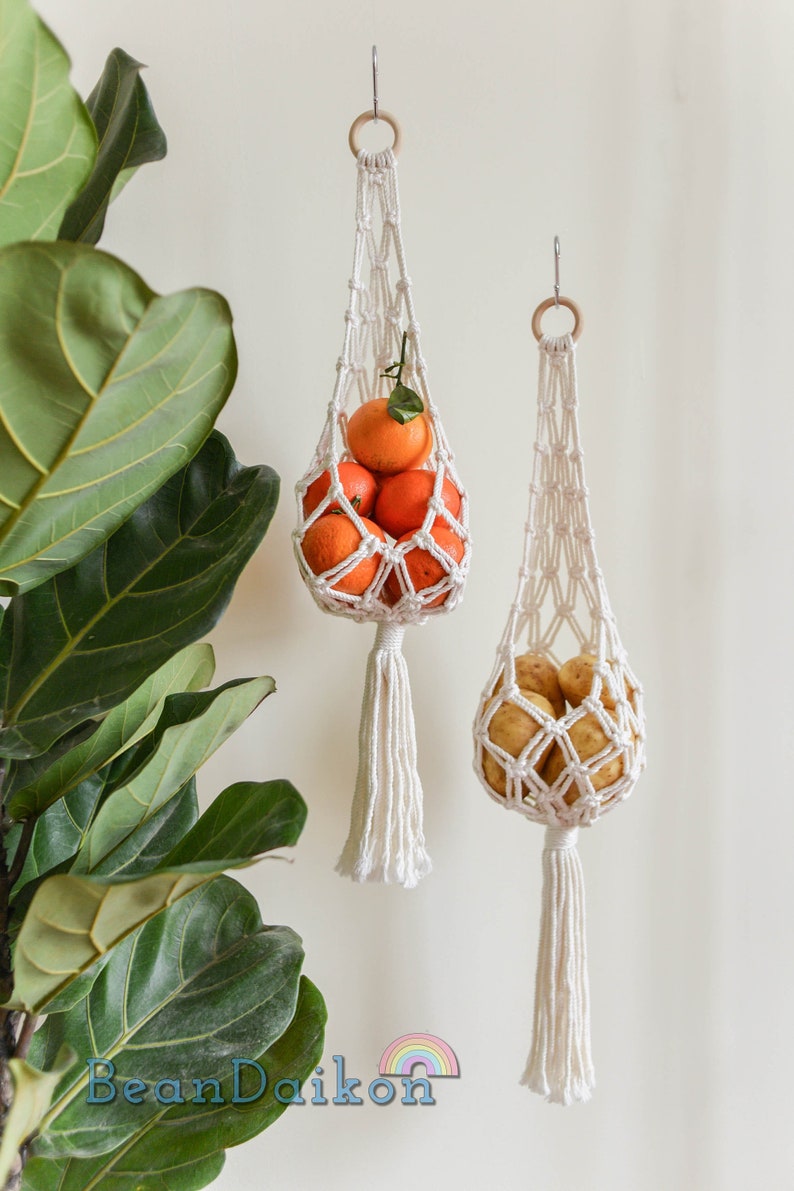 Macrame Hanging Basket Macrame Vegetable Bag Macrame Fruit - Etsy