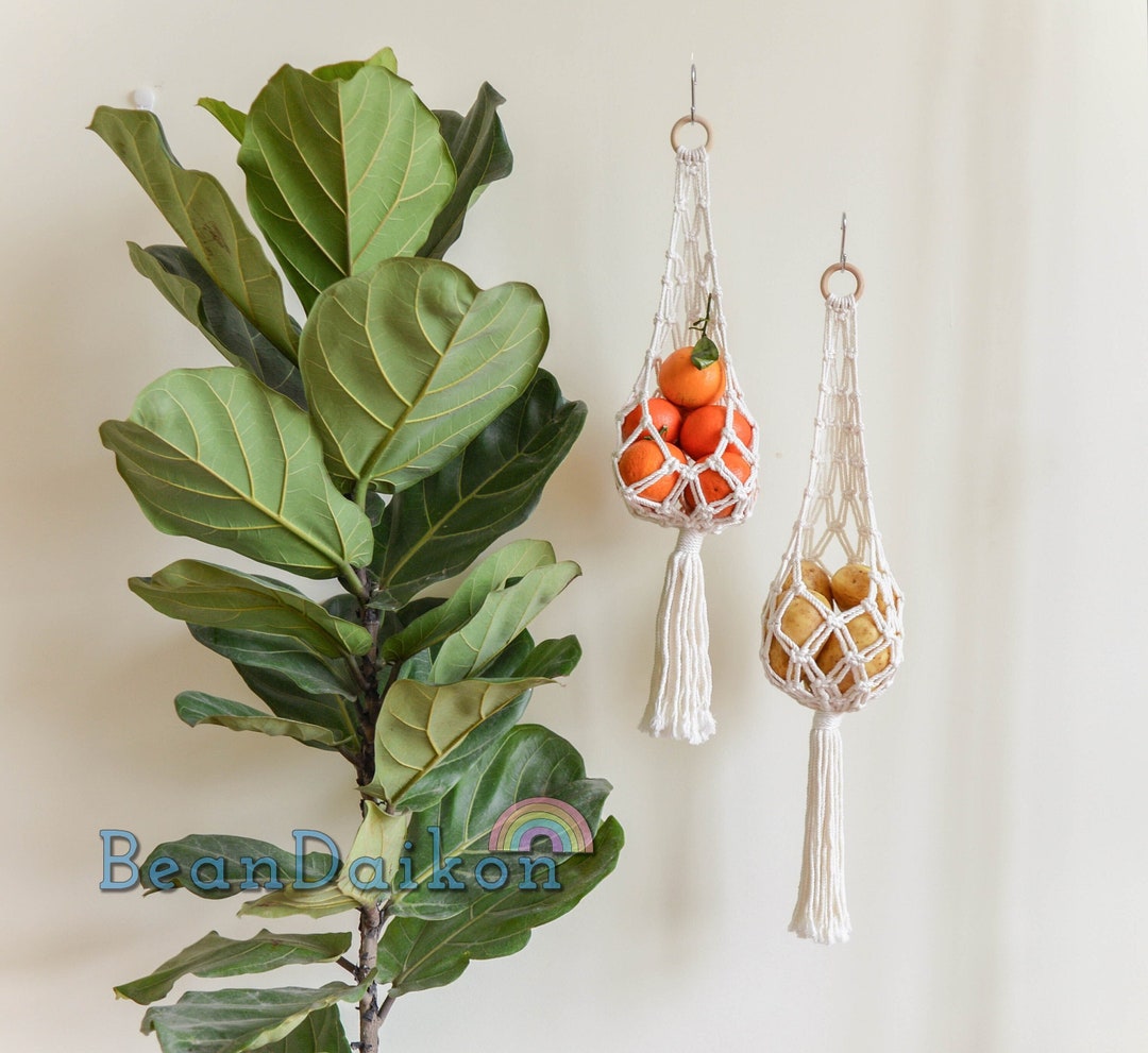 Macrame Hanging Basket, Macrame Vegetable Bag, Macrame Fruit Bag ...