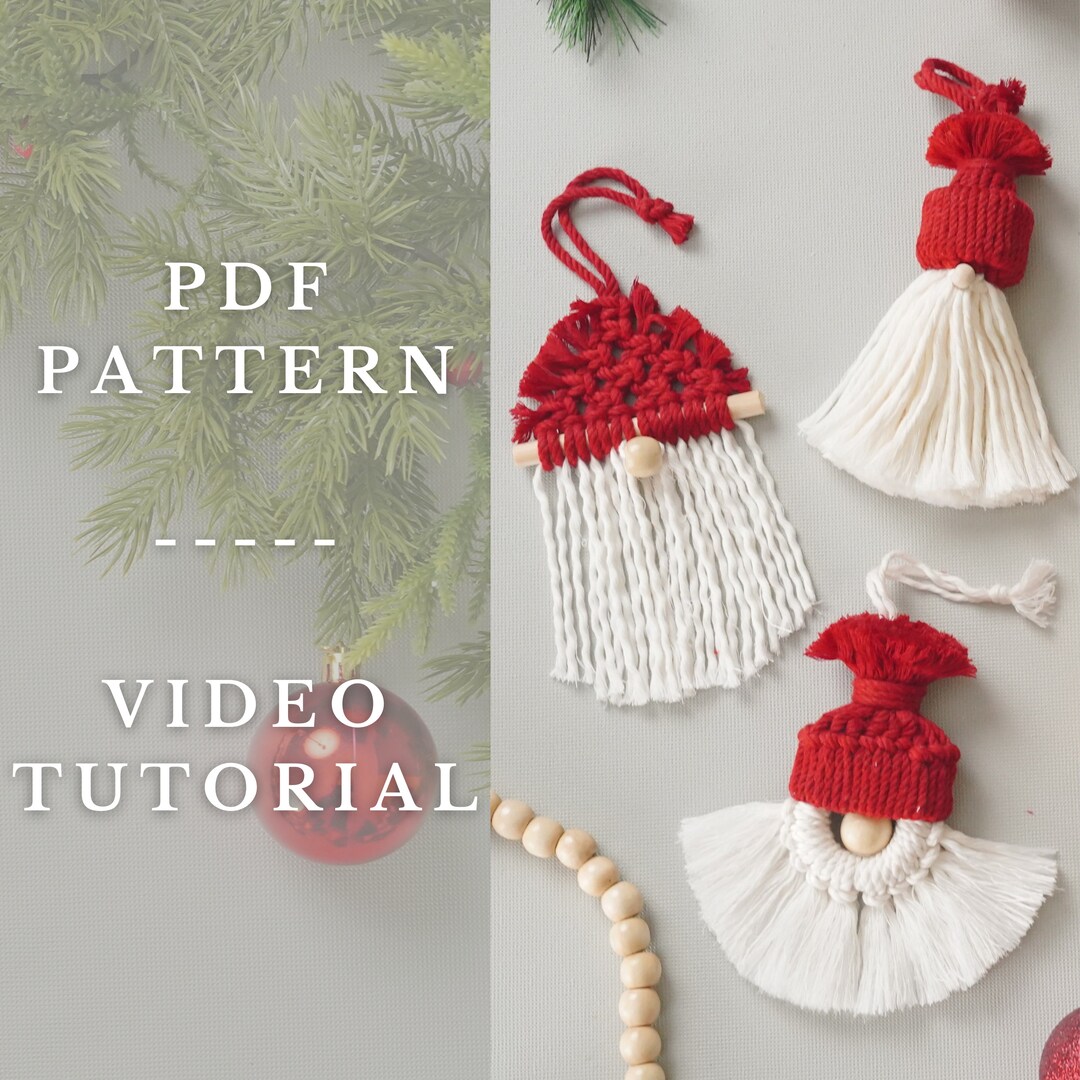 Macrame Gnome Ornaments Pdf, Step by Step Guide, Mini Xmas Gnome, for ...