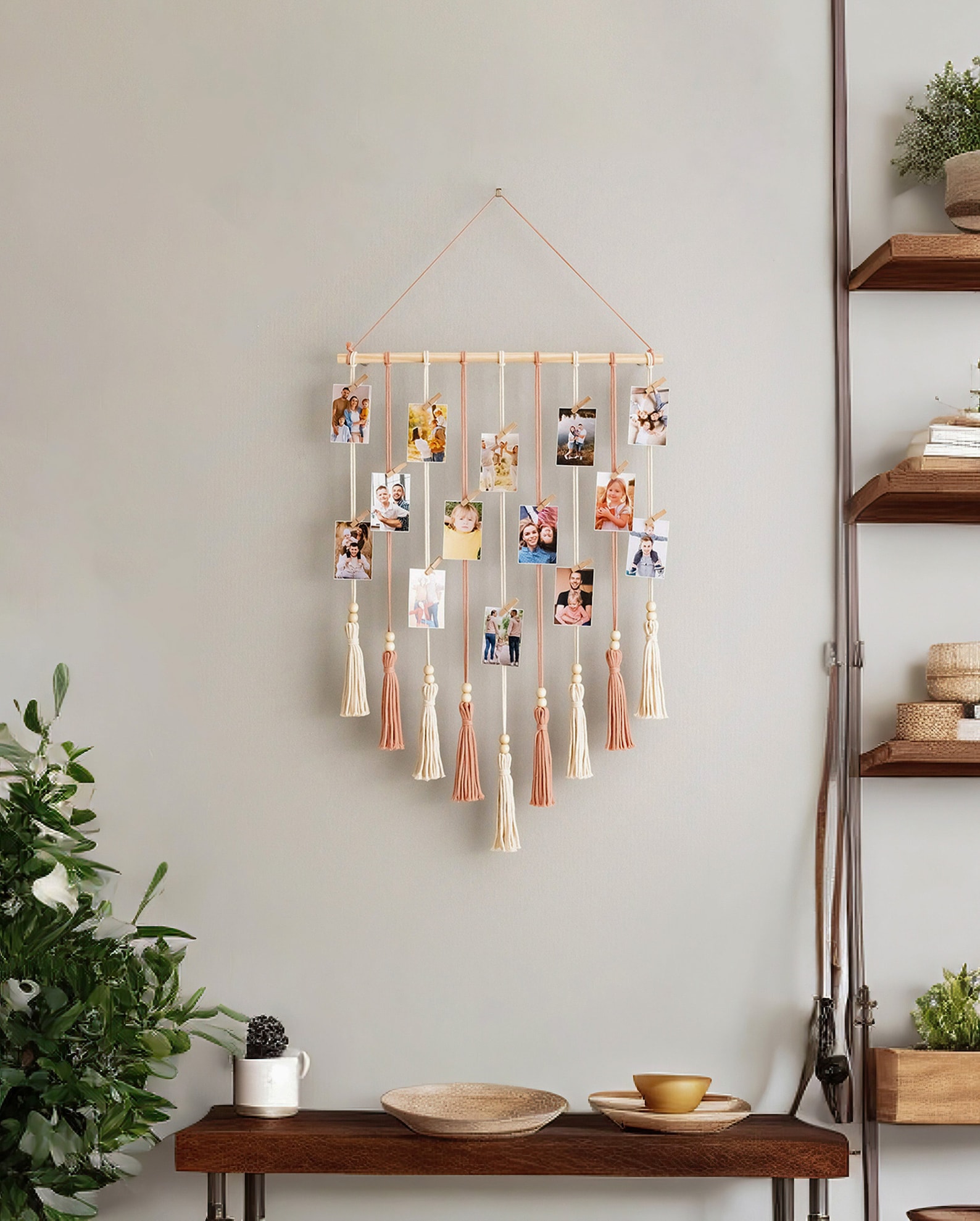 Macrame Photo Hanger, Boho Twine Photo Display, Collage Dorm Wall Decor ...