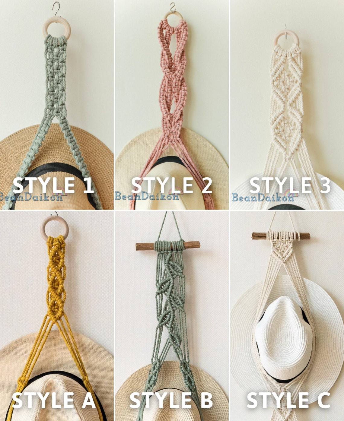 Macrame Hat Holder Hat Rack Hat Hanger for Wall Home Decor - Etsy