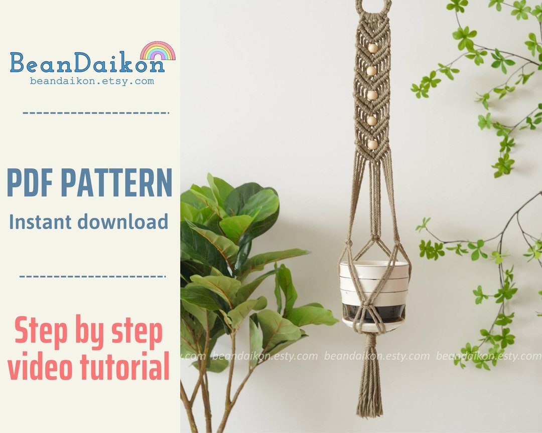 Macrame Pattern, Macrame Plant Holder, Boho Decor, Diy Pattern, Hanging ...