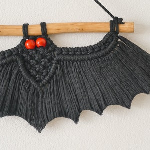 Gothic Bat Decor, Witchy Macrame Bat Dreamcatcher, Black Pentagram, Halloween Wall Art, Witchy ...