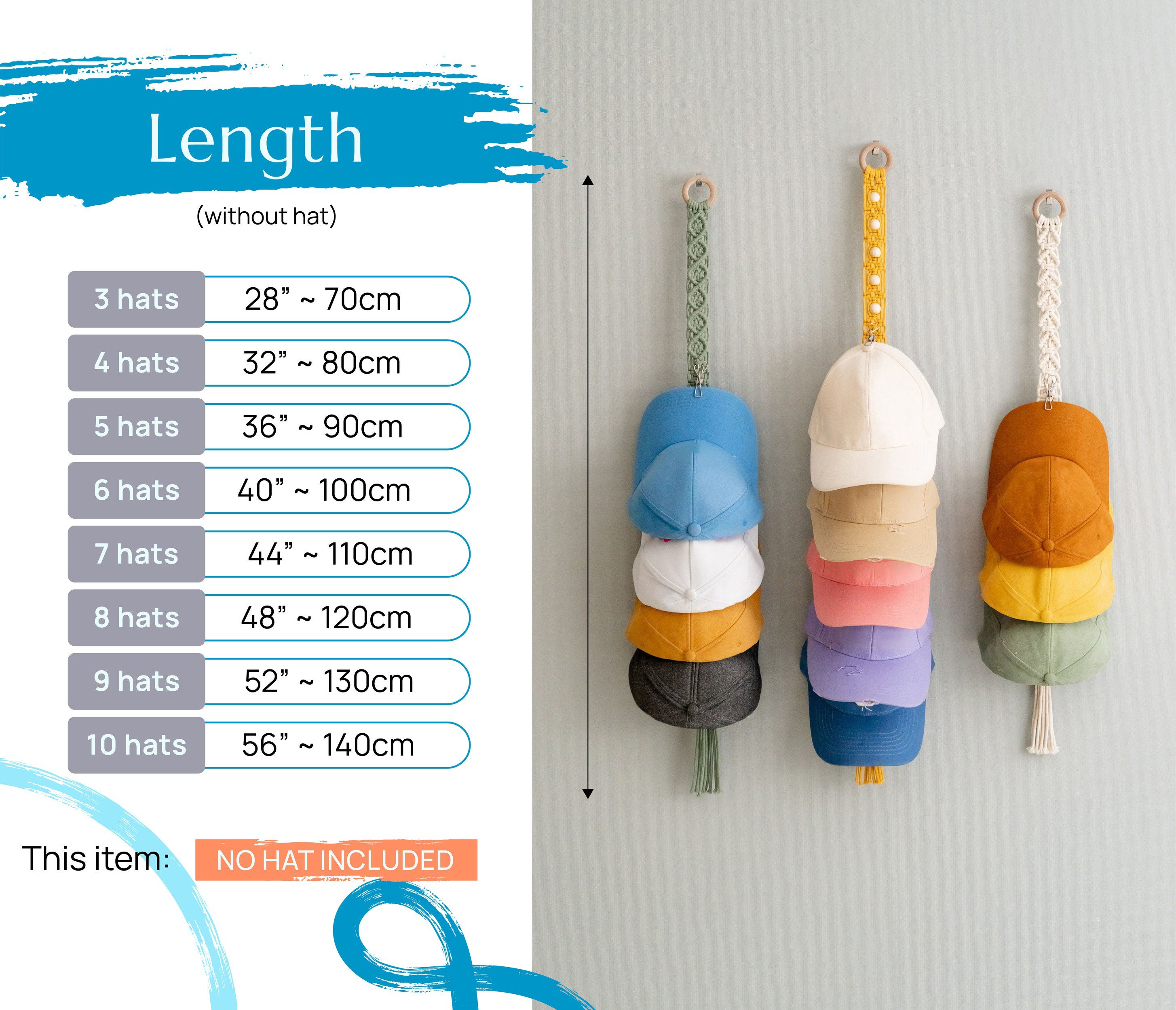Wall Cap Holder, Snapback Caps Holder, Gifts for Him, Macrame Hat ...