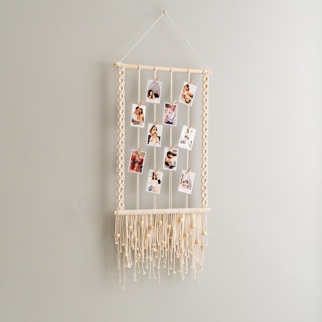 Macrame Photo Hanger, Boho Twine Photo Display, Collage Dorm Wall Decor ...