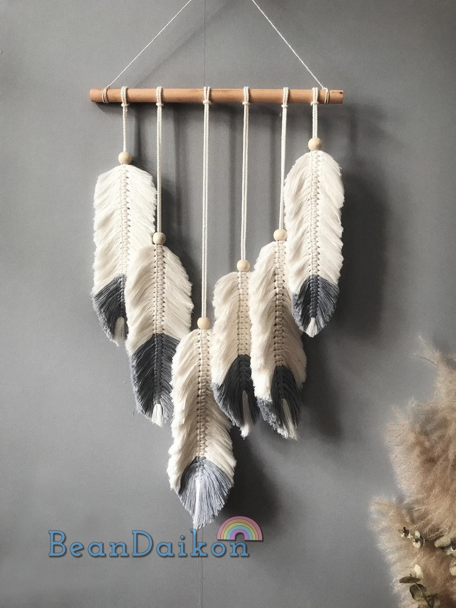 Macrame Feather Wall Hanging Modern Macrame Wall Art Boho - Etsy