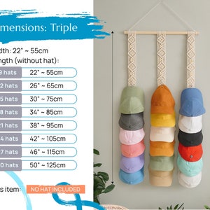 Macrame Cap Rack, Caps Organizer, Boho Hat Rack, Gifts for Him, Cabin ...