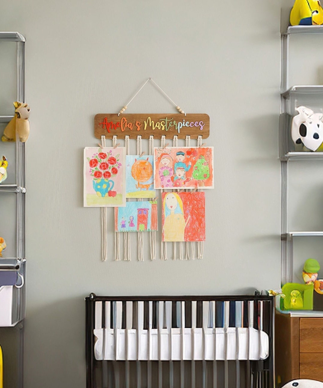 Kids Art Display, Look What I Made, Children's Art, Boho Macrame ...