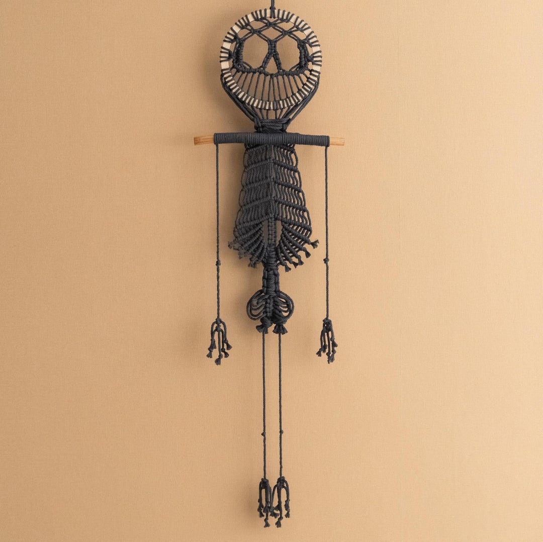 Macrame Skeleton, Halloween Hanging Decoration, Spooky Wall Art, Gothic ...