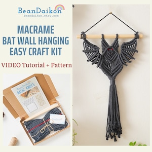 Macrame Bat Kit, Witchy Decoration, Gothic Home Decor, Bat Plant Hanger ...