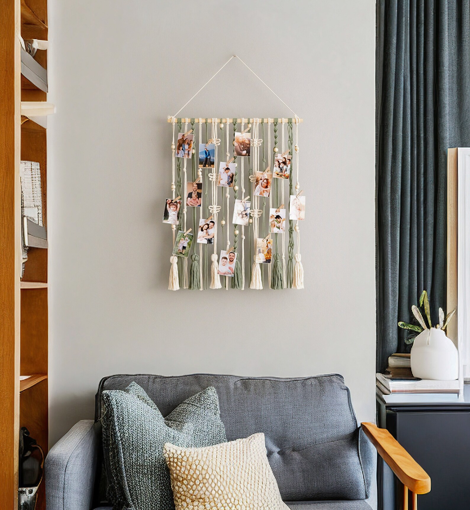 Macrame Photo Hanger, Boho Twine Photo Display, Collage Dorm Wall Decor ...