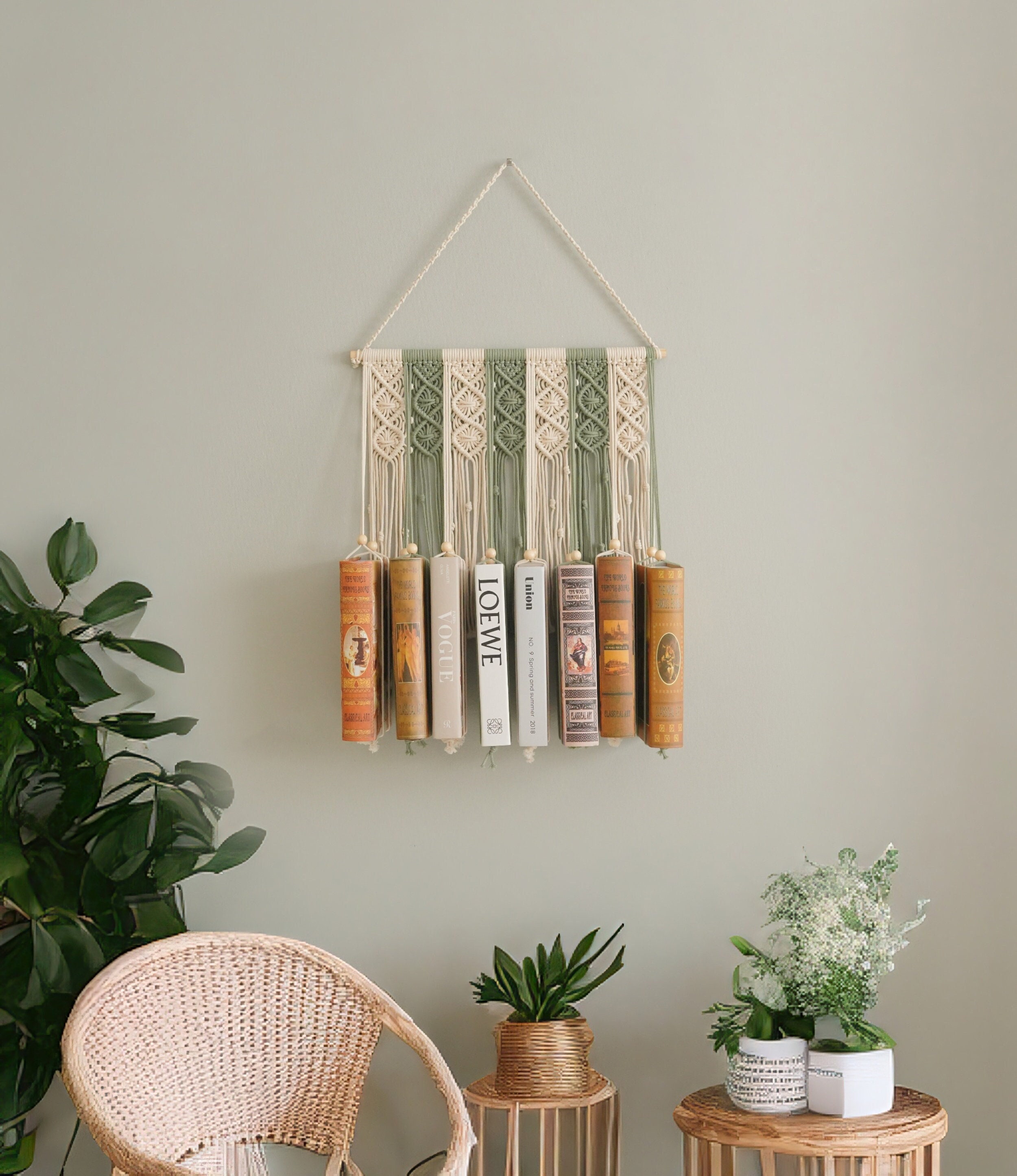 Macrame Book Shelf, Kid Room Decor, Bohemian Book Holder, Macrame Wall ...