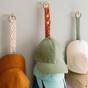 Cap Rack, Macrame Cap Display, Cap Holder for Wall, Hat Organizer ...