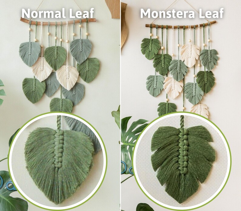 Green Monstera Leaves Macrame Wall Hanging Variegated - Etsy Australia