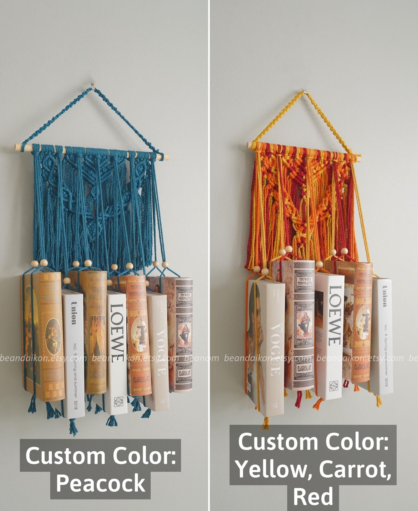 Macrame Boho Bookshelf, Unique Bookshelf, Wall Bookshelf, Book Holder ...