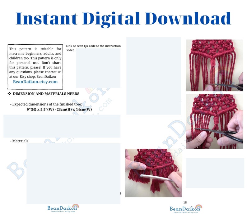 Macrame Pattern DIY Christmas Tree Easy Beginner Pattern - Etsy