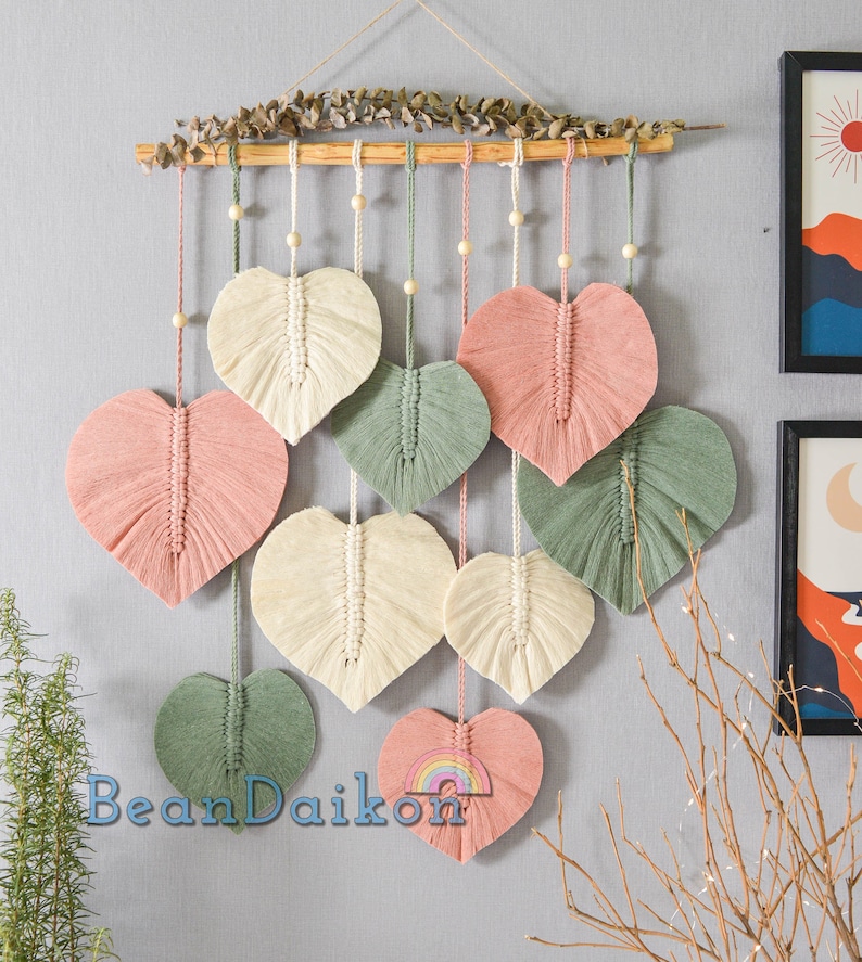 Large Macrame Heart Wall Hanging Macrame Feathers Macrame - Etsy