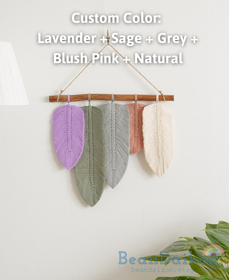 Macrame Feather Wall Hanging Earth Tone Wall Art Fall Leaf - Etsy