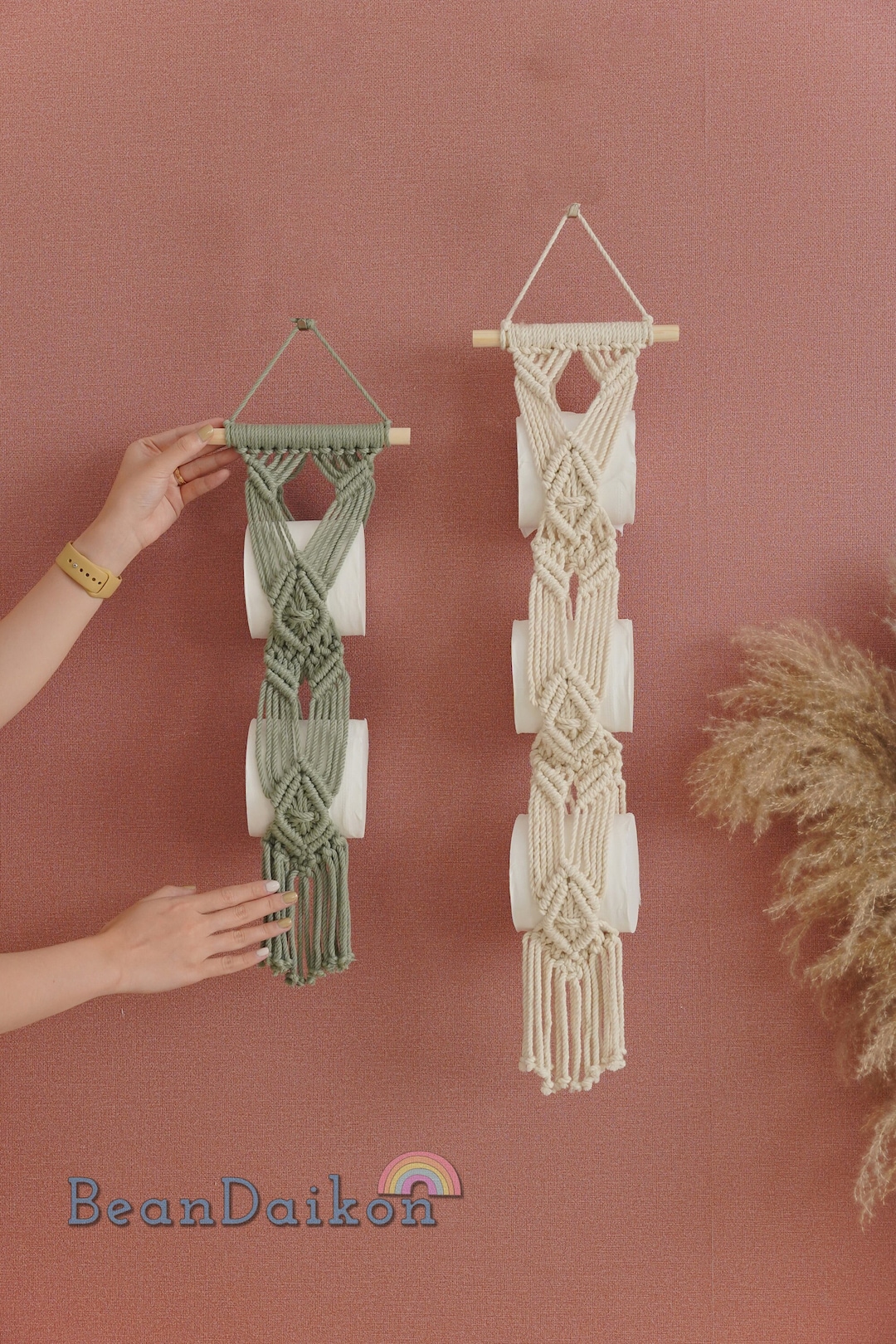 Toilet Paper Hanger, Rustic Toilet Holder, Modern Farmhouse, Macrame ...