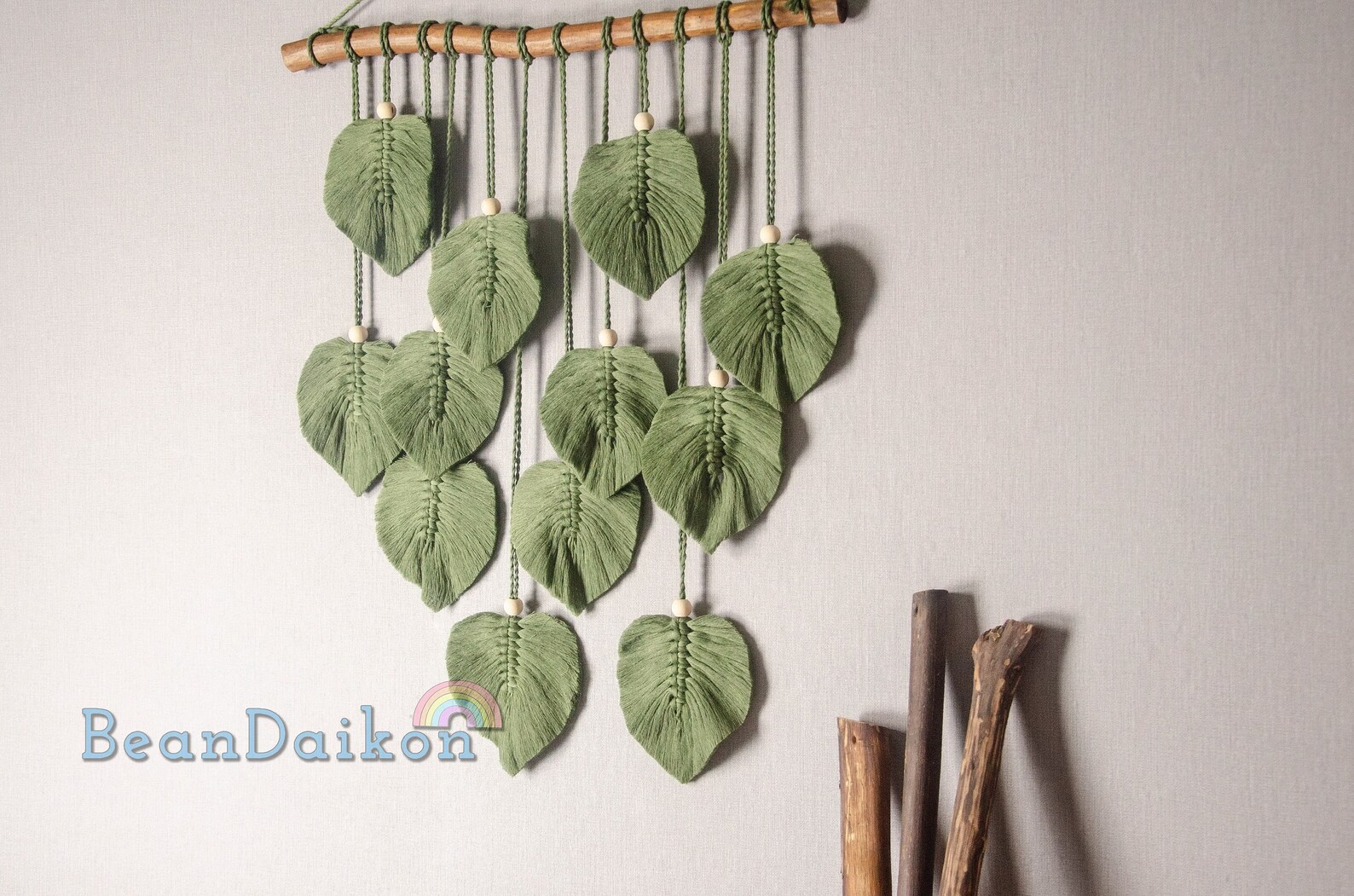 Macrame Leaf Wall Hanging Macrame Wall Hanging Green Wall | Etsy Canada