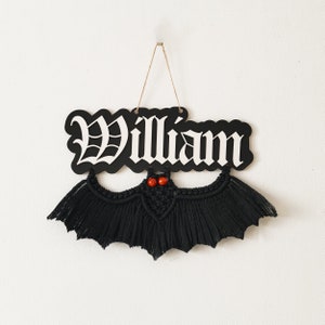 Macrame Bat Name Sign, Bat Wall Decor, Nursery Room Decor, Name Door ...