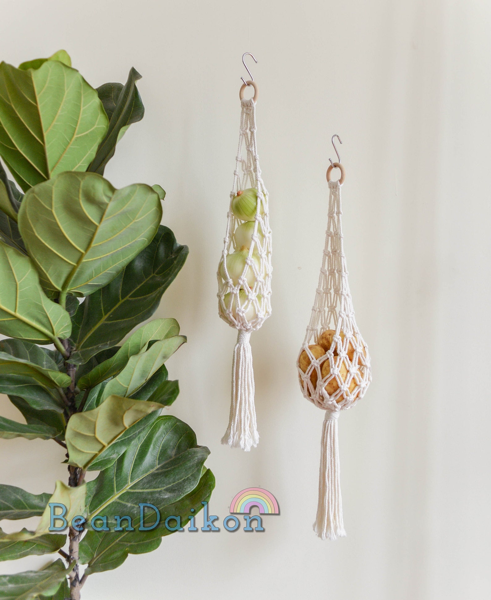 Macrame Hanging Basket Macrame Vegetable Bag Macrame Fruit | Etsy