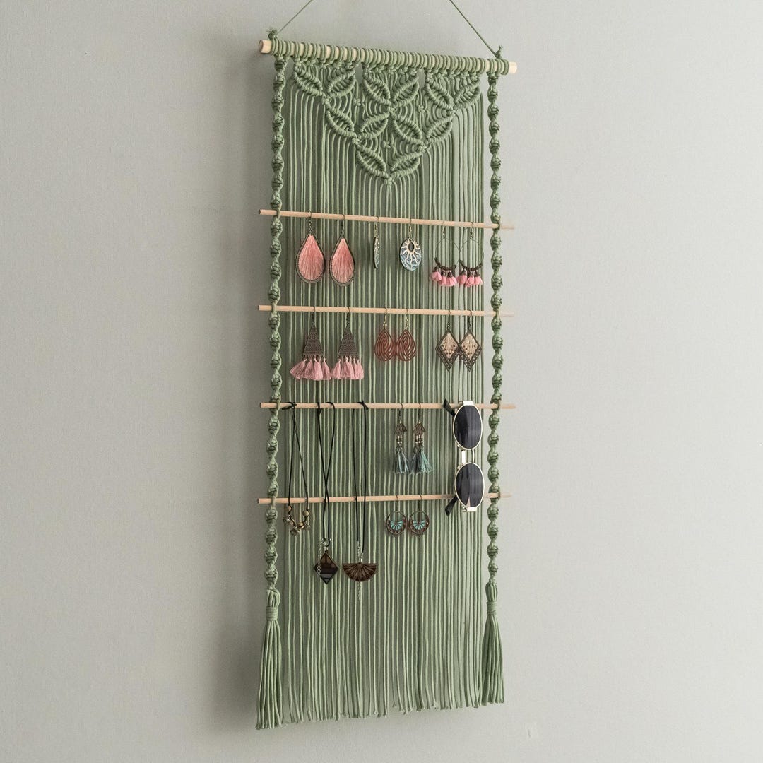 Macrame Earring Display, Macrame Wall Decor, Macrame Storage, Boho ...