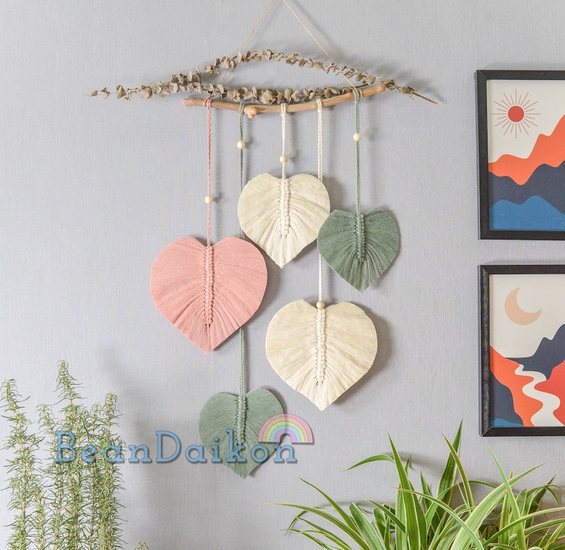 Large Macrame Heart Wall Hanging Macrame Feathers Macrame - Etsy