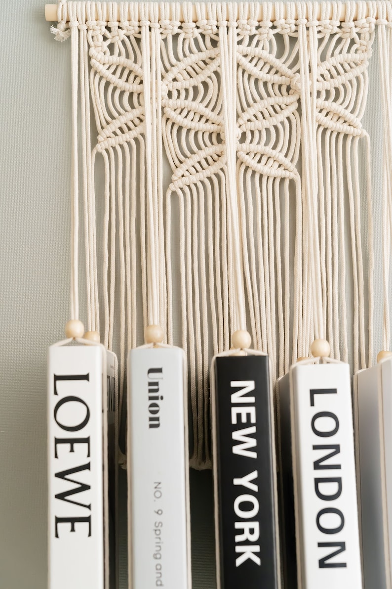 Macrame Bookshelf, Decor Home Boho, Book Storage for Kids, Macrame ...