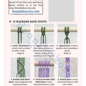 Macrame Knots PDF, Macrame Instruction, Pattern Guide, How to Tie Knots ...