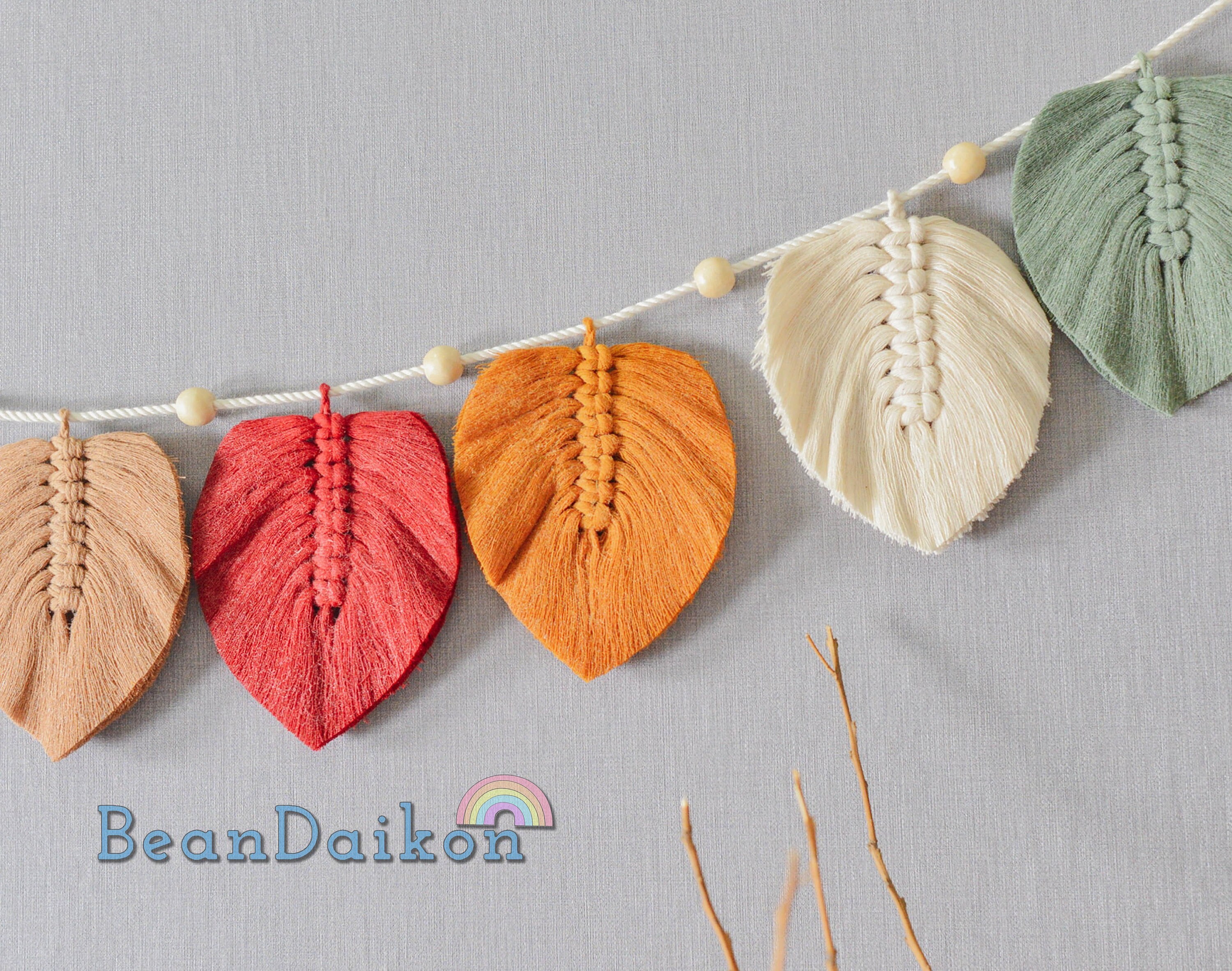 Art & Collectibles macrame leaves macrame feathers fabric leaf Garland ...