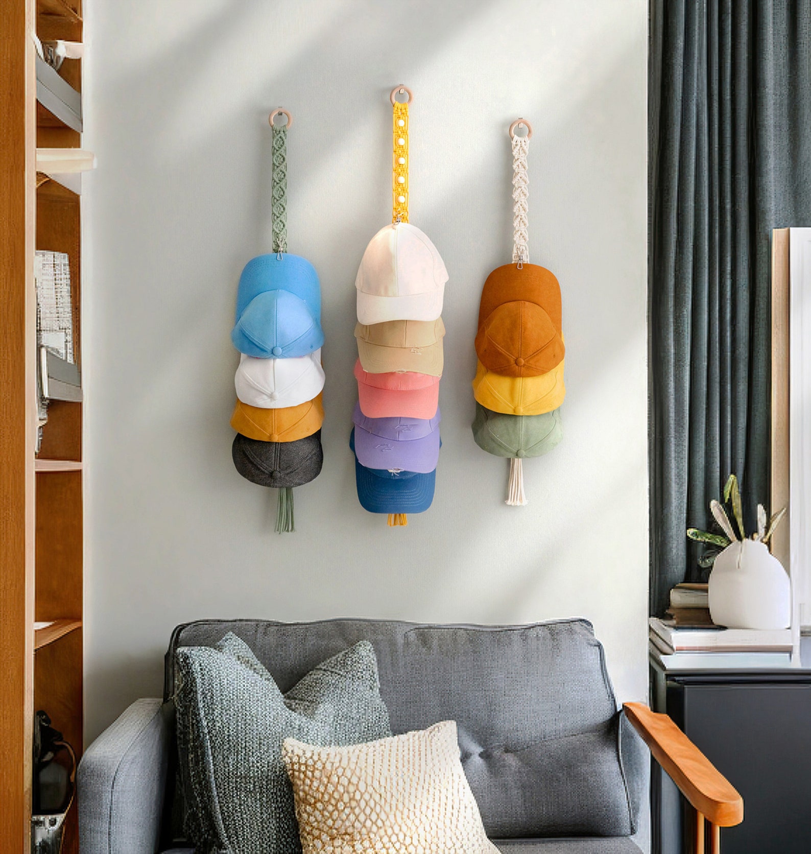Wall Cap Holder, Snapback Caps Holder, Gifts for Him, Macrame Hat ...