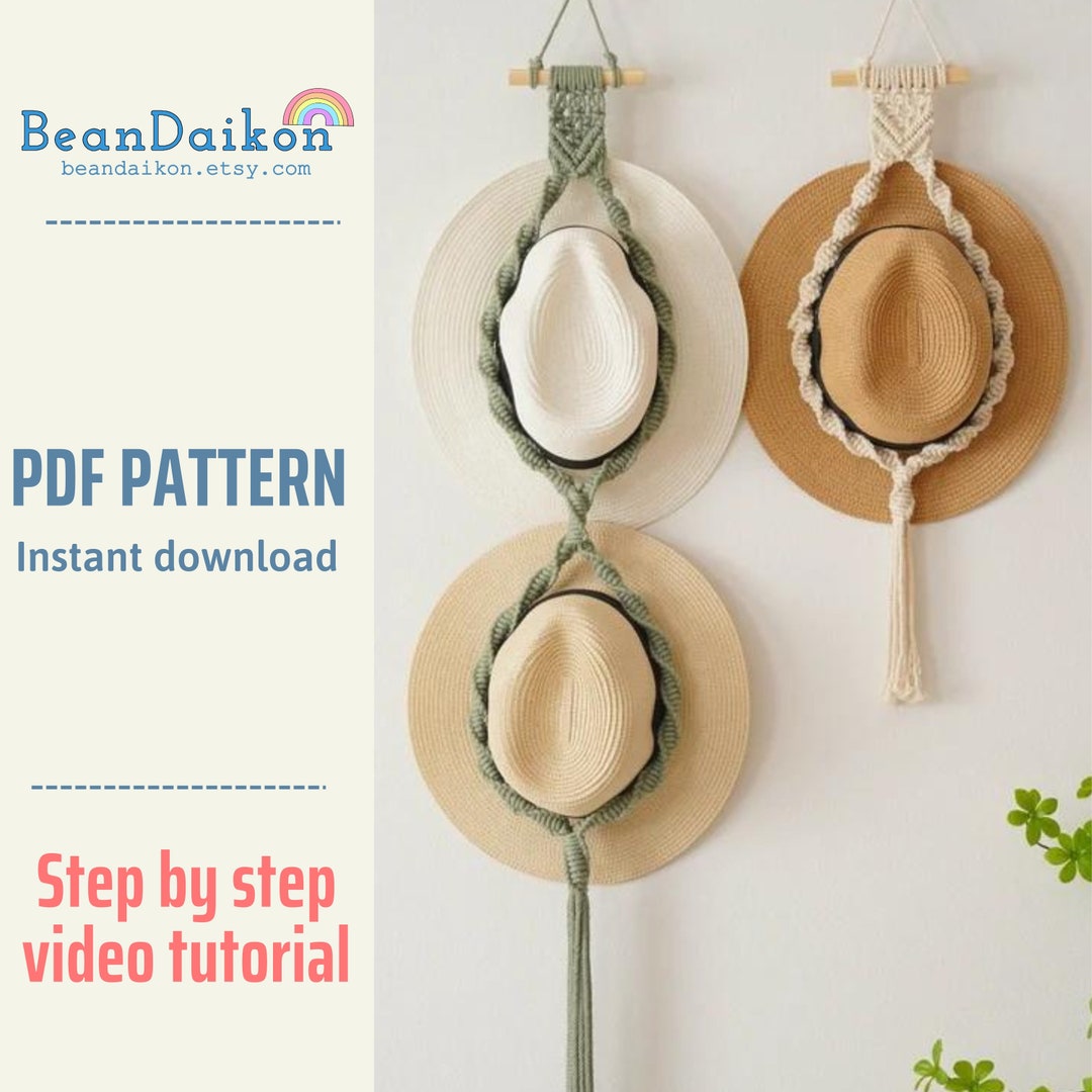 Macrame Hat Hanger PDF, Macrame Hanging, Crafty Diy Pattern, Pattern ...