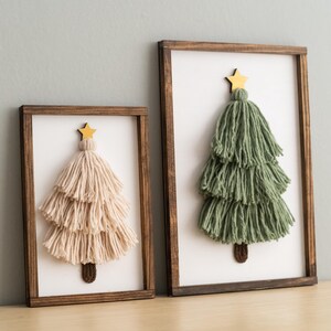 Tassel Christmas Tree Decor, Framed Yarn Tree V23 - Etsy