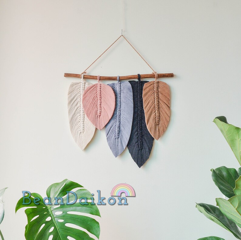 Macrame Feather Wall Hanging Earth Tone Wall Art Fall Leaf - Etsy