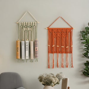 Macrame Bookshelf, Bohemian Book Holder, Macrame Wall Hanging ...